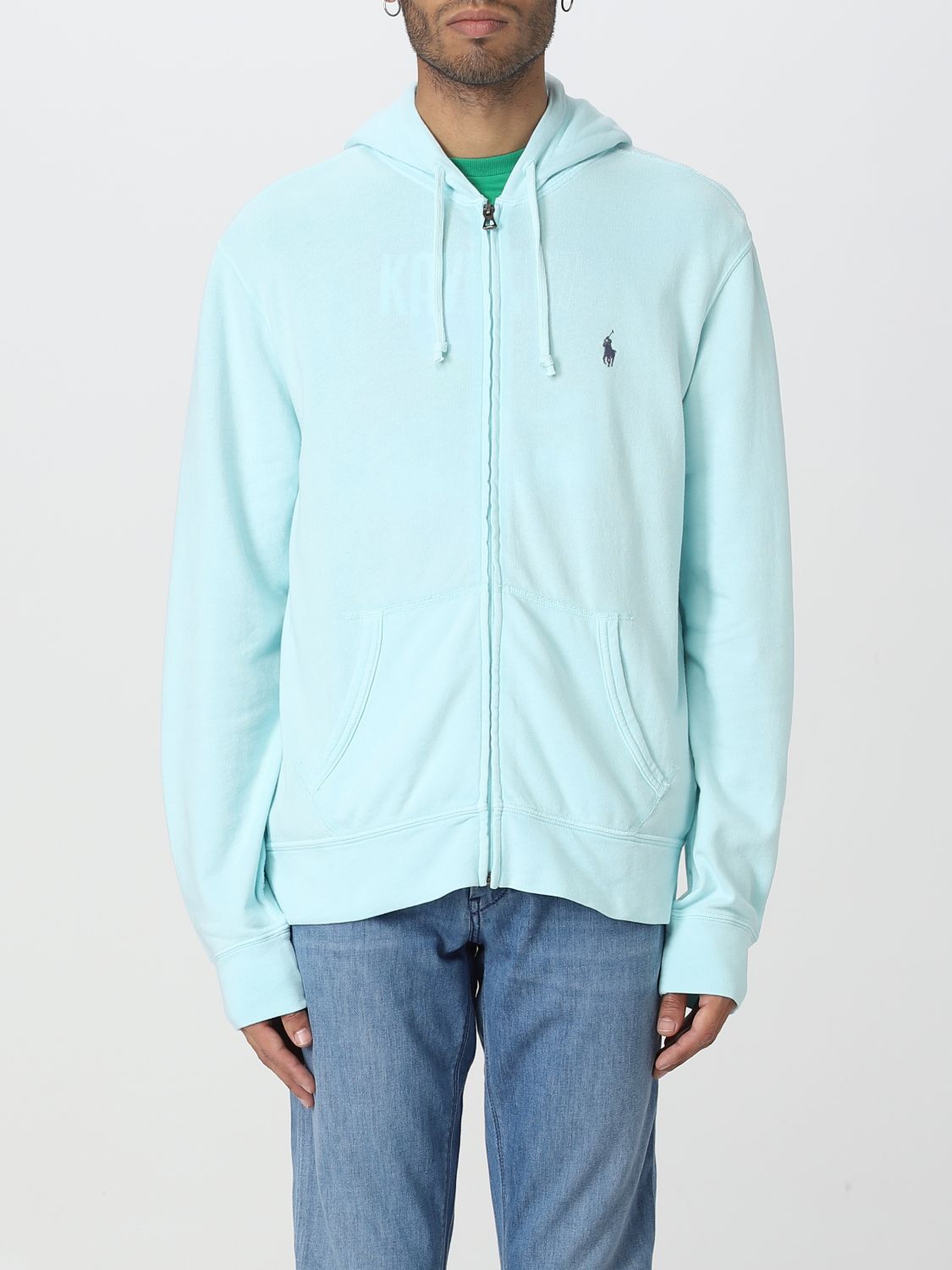 Polo Ralph Lauren zip hoodie 短丈 水色 Polo Ralph Lauren Double-Knit Full-Zip Hoodie Jacket at Hamilton
